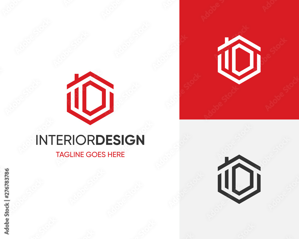Initial Letter Logo ID-ID With House Concept Interior Logo Design Stock ...