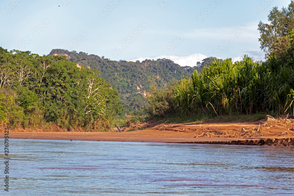 Sunset at Beni river cliffs, adventure in jungles of Madidi national ...