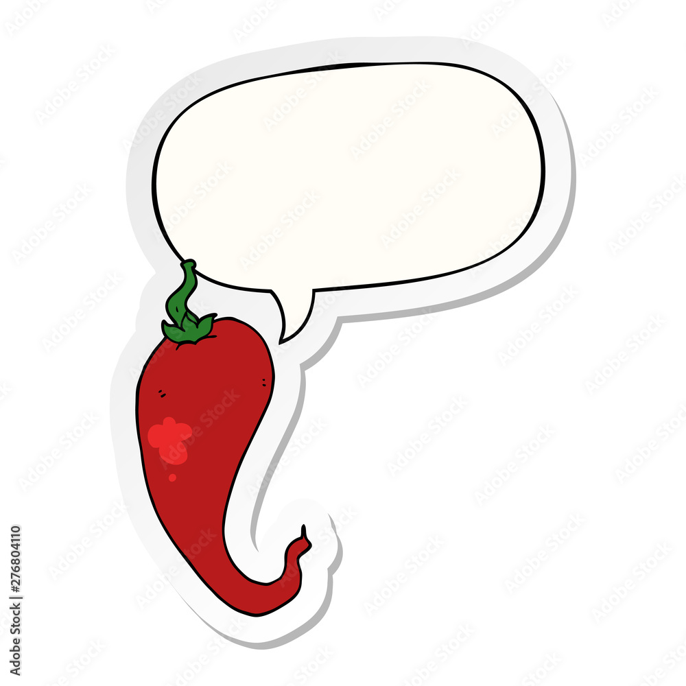 cartoon chili pepper and speech bubble sticker Stock Vector | Adobe Stock