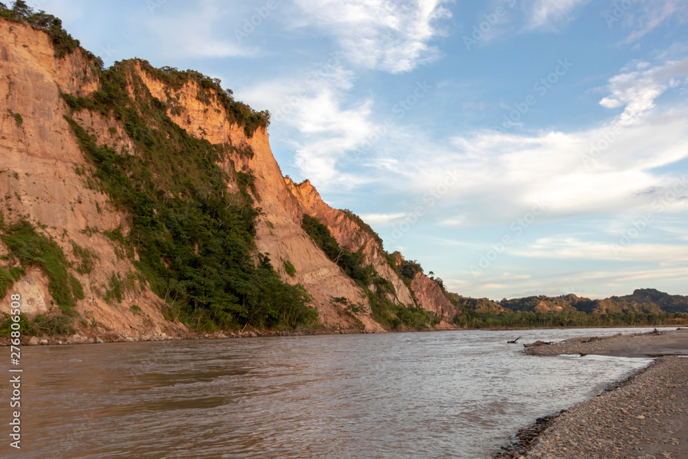 Sunset at Beni river cliffs, adventure in jungles of Madidi national ...