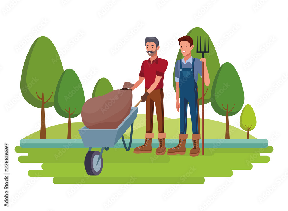 farm, animals and farmer cartoon Stock Vector | Adobe Stock