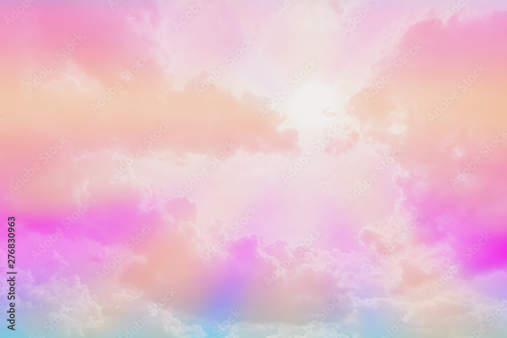 Sun and cloud background with a pastel colored Stock Photo | Adobe Stock