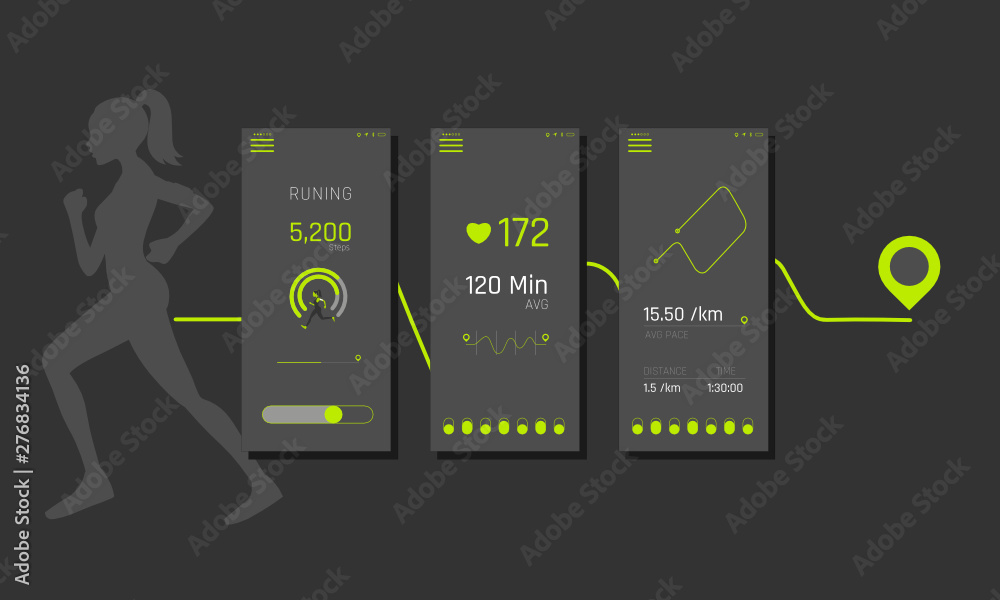 Ready fitness application UI,UX, of info graphics and graphs. Fitness ...
