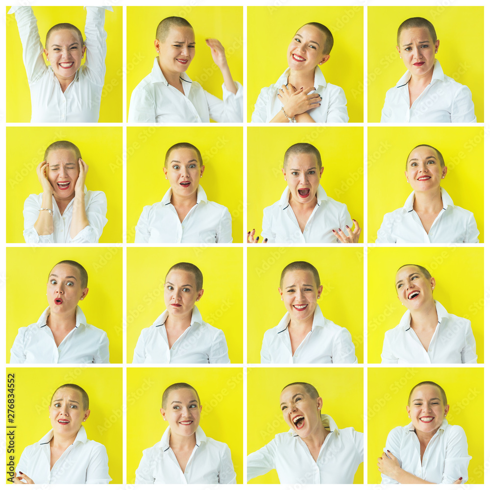 Human expression, facial emotions. Set with portraits Stock Photo ...