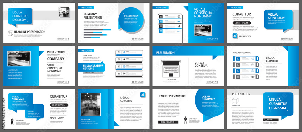 Presentation and slide layout template. Design blue gradient in paper ...