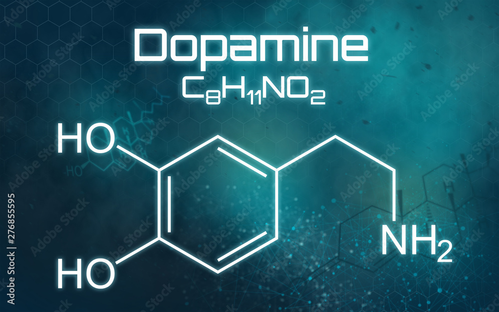 Chemical formula of Dopamine on a futuristic background Stock ...