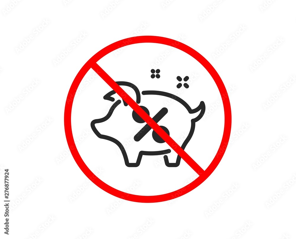 No or Stop. Loan percent icon. Piggy bank sign. Credit percentage ...