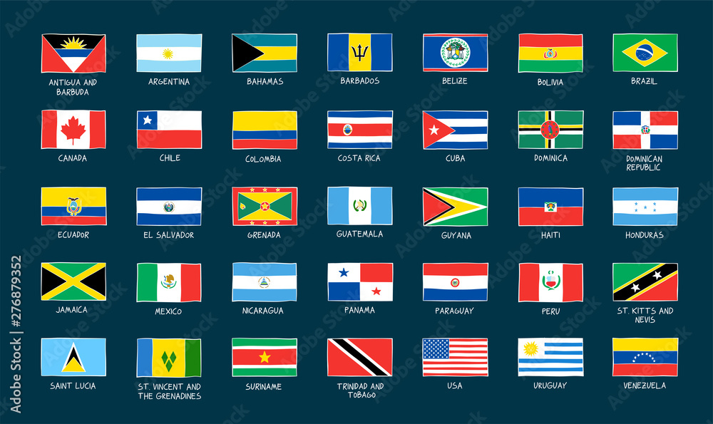 Flags of the American continent. Stock Vector | Adobe Stock
