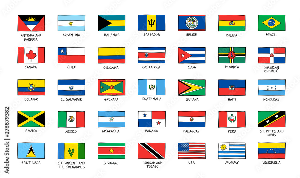 Flags of the American continent. Stock Vector | Adobe Stock