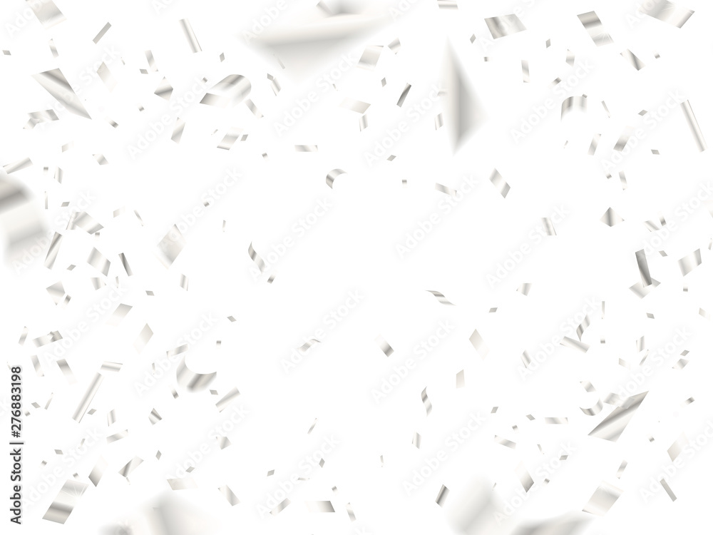 Falling white Silver Confetti on white background Stock Vector | Adobe ...