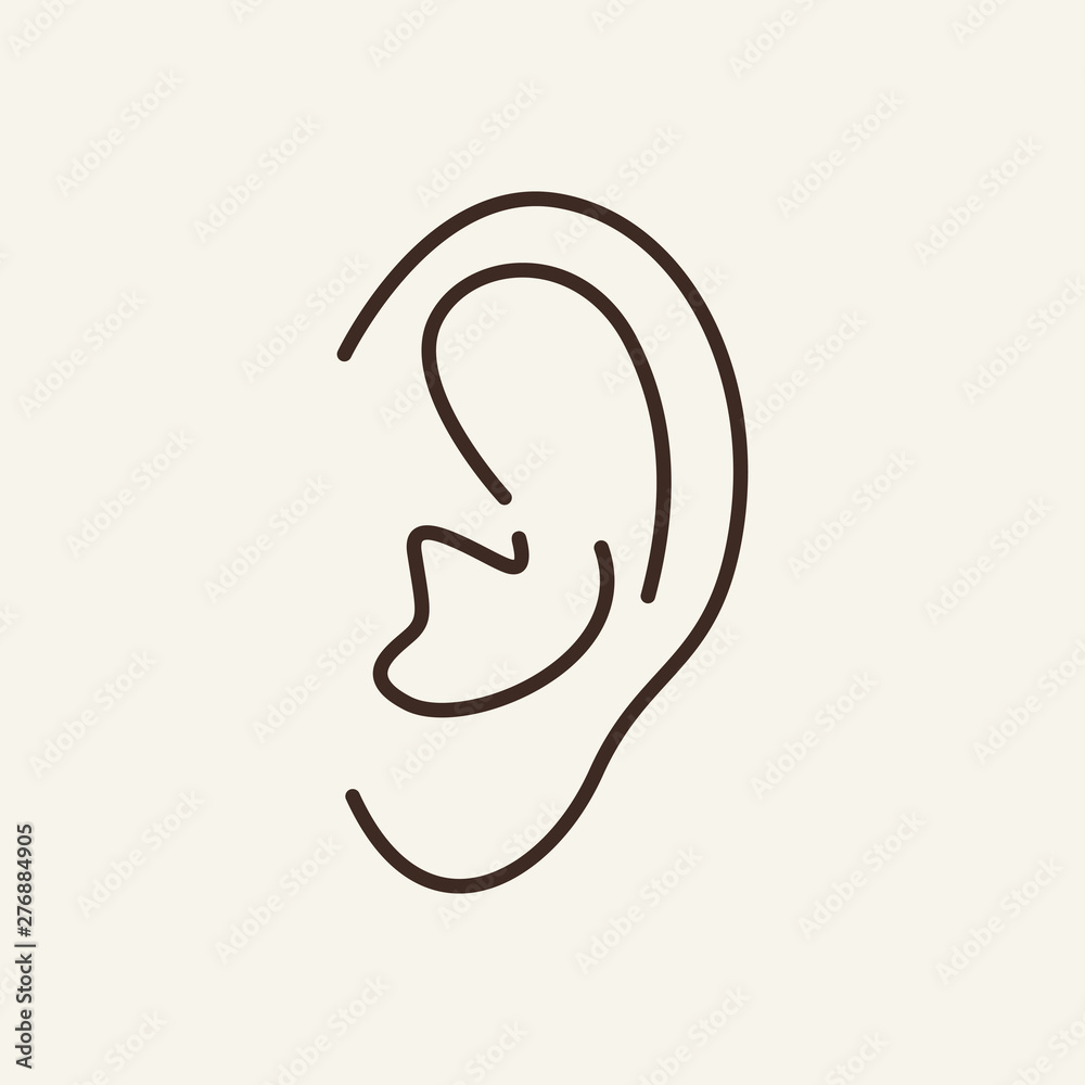 Ear line icon. Listening, sound, deaf. Anatomy concept. Vector ...