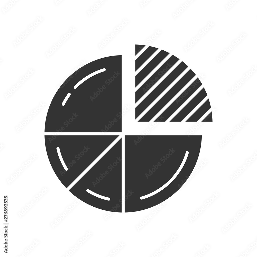Pie chart glyph icon. Circle divided into parts. Diagram. Circular ...
