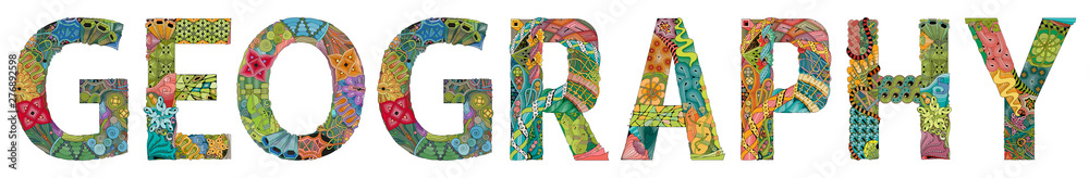 Word Geography. Vector zentangle object for decoration Stock Vector ...