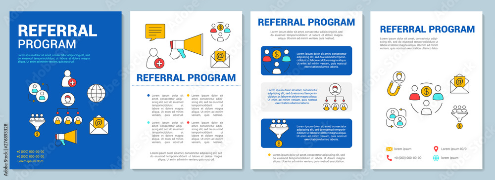 Marketing referral program brochure template layout. Customer ...