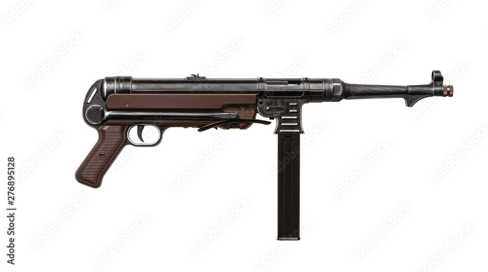 Vintage submachine gun from the Second World War. Weapon isolate on ...
