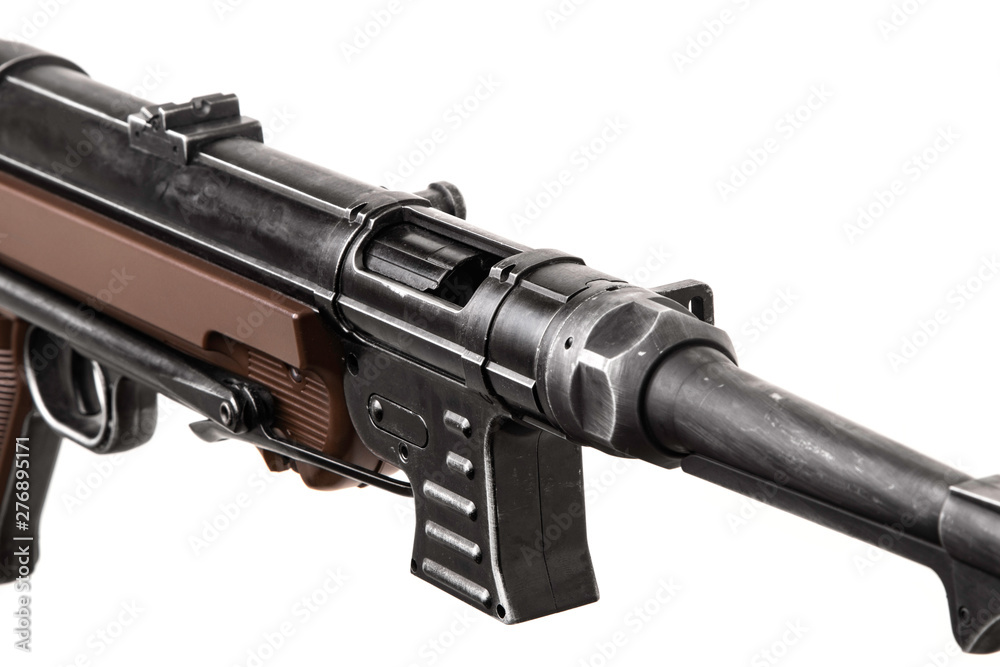 Vintage submachine gun from the Second World War. Weapon isolate on ...