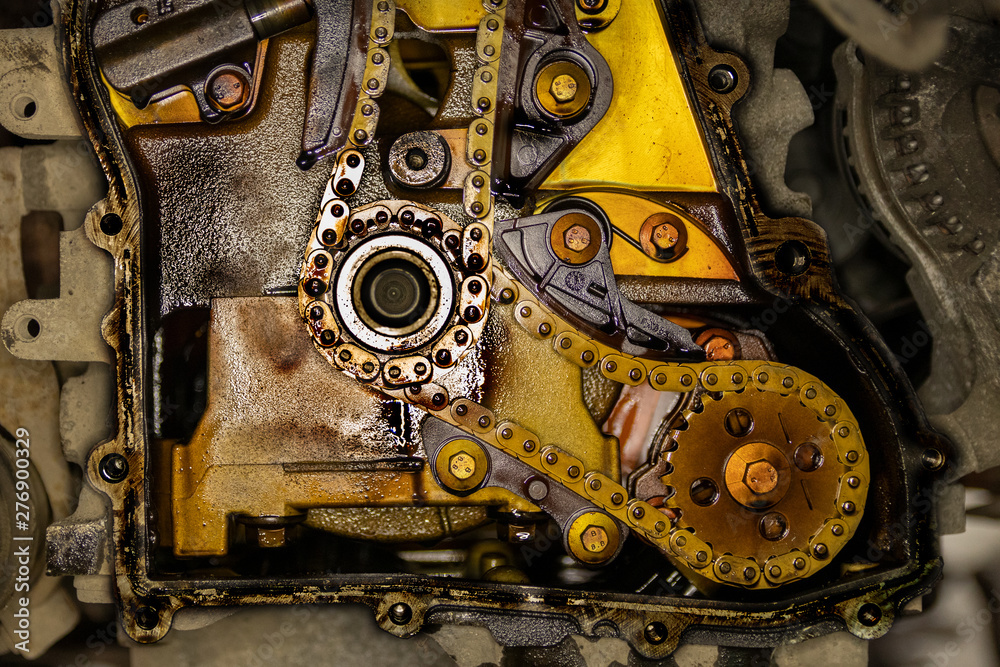 The timing chain, timing mechanism, engine repair Stock Photo | Adobe Stock
