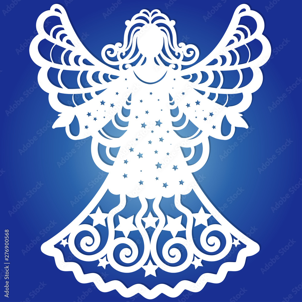 Template for laser cutting. Angel. Vector. For the design of postcards ...