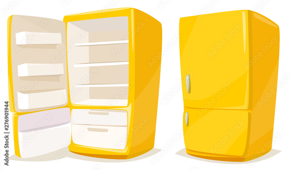Empty fridge open and closed, in cartoon style Stock Vector | Adobe Stock