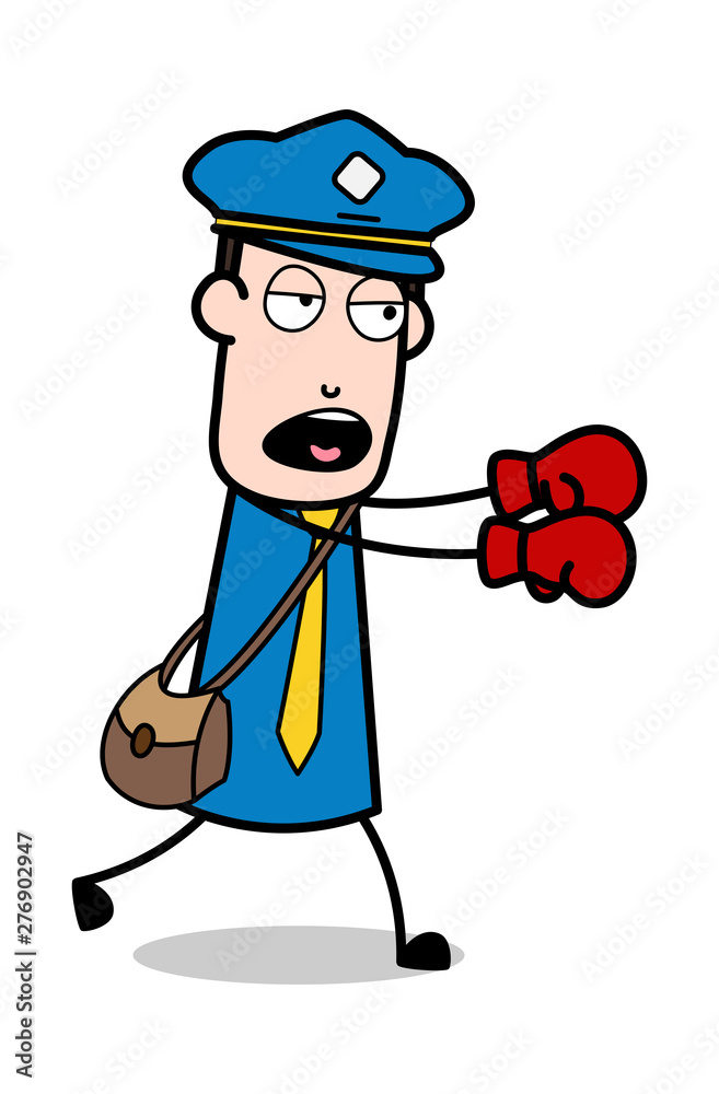 Punching - Retro Postman Cartoon Courier Guy Vector Illustration Stock ...