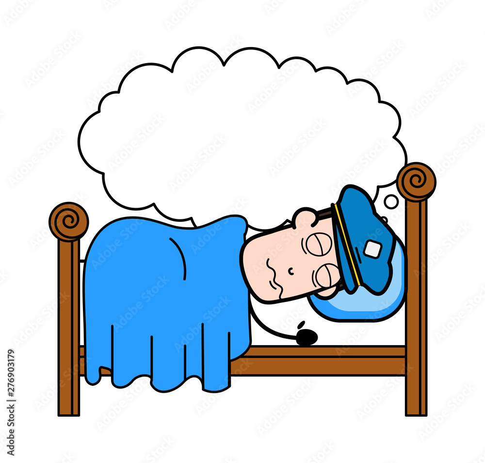 Sleeping and Dreaming - Retro Postman Cartoon Courier Guy Vector ...