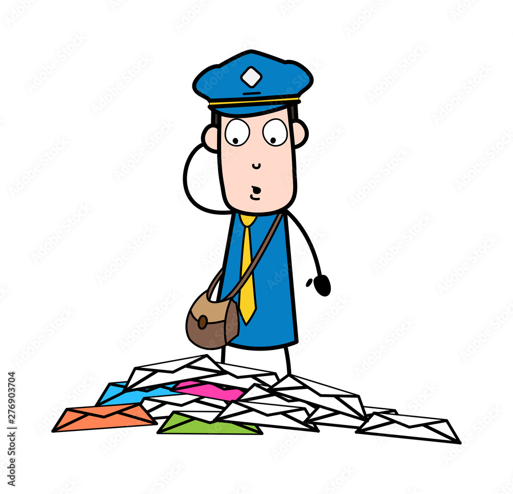 Postman Got Upset after See the Spread Letters - Retro Postman Cartoon ...