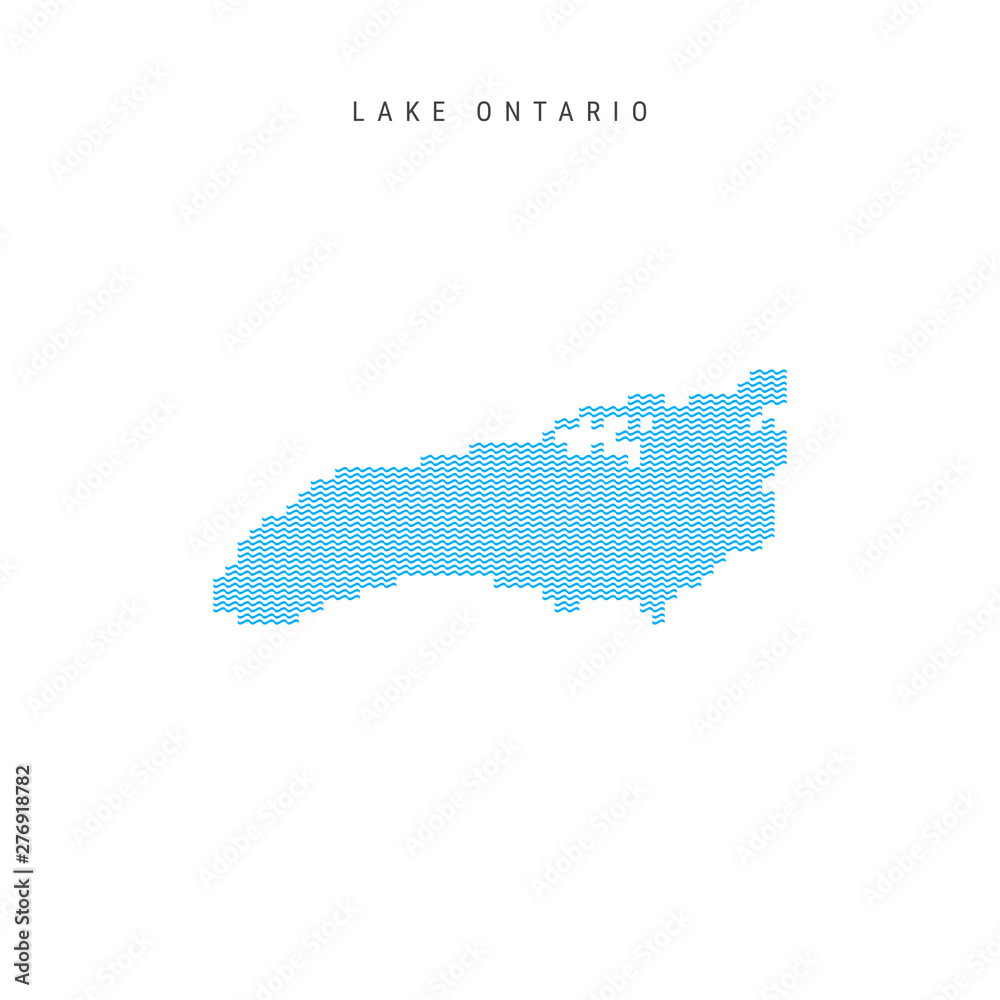 Vector Blue Wave Pattern Map of Lake Ontario. Wavy Line Pattern ...