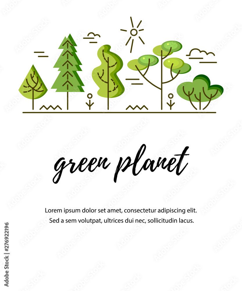 Vector illustration with trees. Place for text. Ecological concept ...