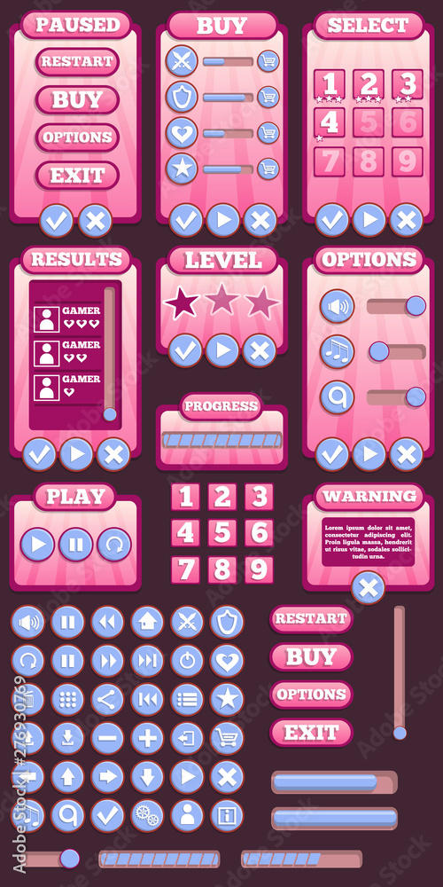 Design of the game user interface. Vector illustration. Stock Vector ...