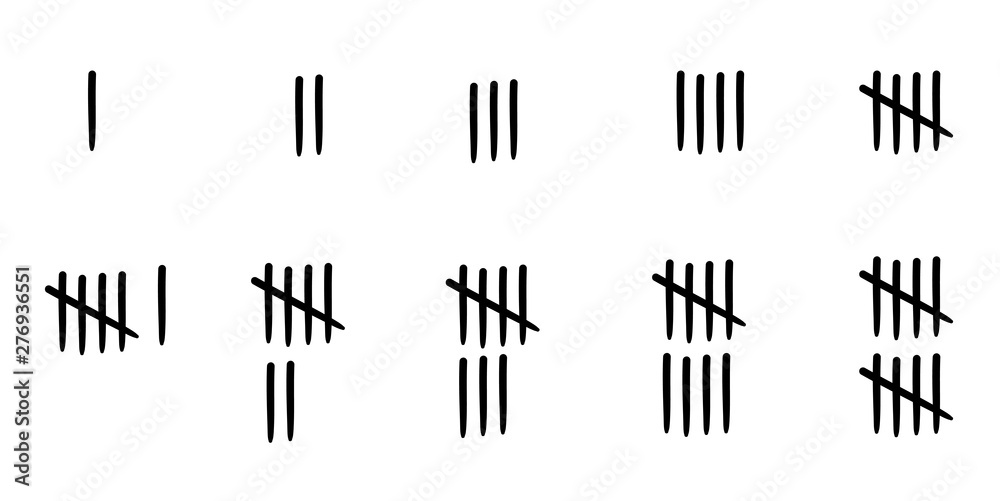 Cartoon tally marks, scratch lines score. Drawn pencil marks for ...