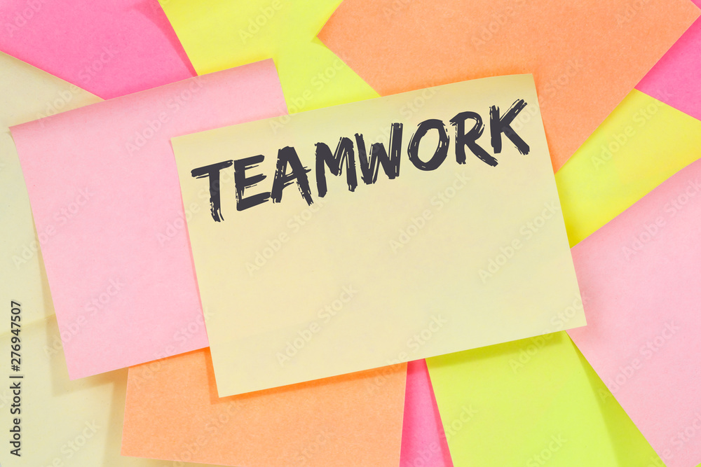 Teamwork team working together success business concept note paper ...