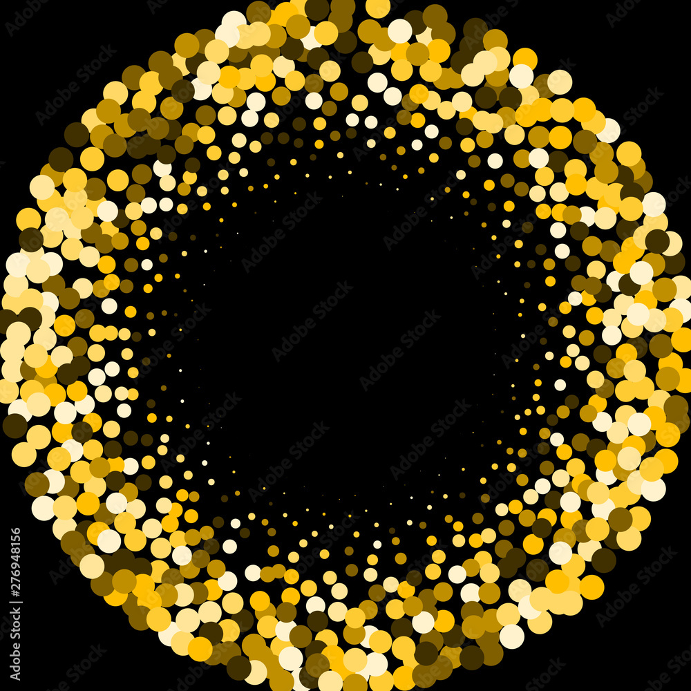 Luxury round glitter golden on black background. Gold glitter circle ...