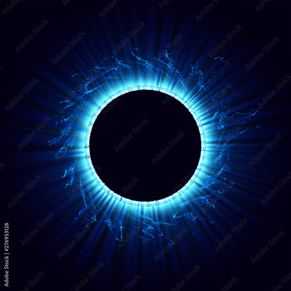 Black holes in the space. Abstract vector background with blue toned ...