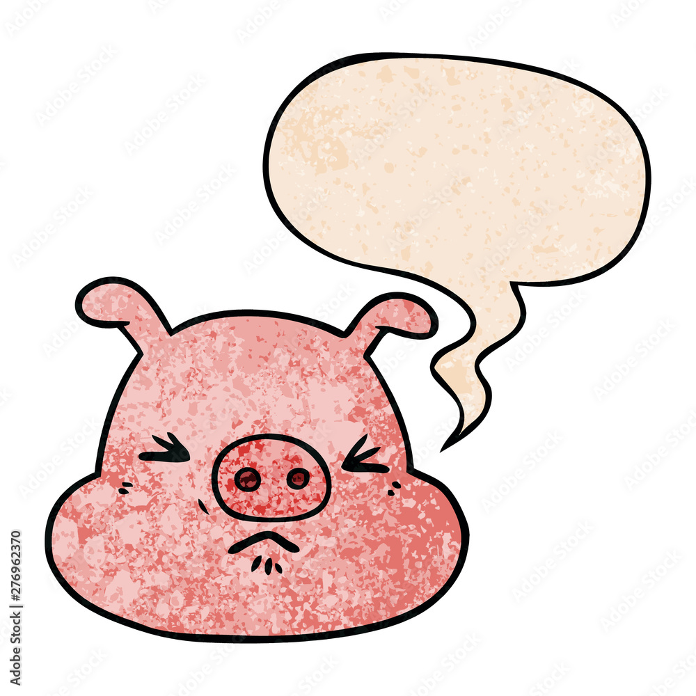 Cartoon Angry Pig Face