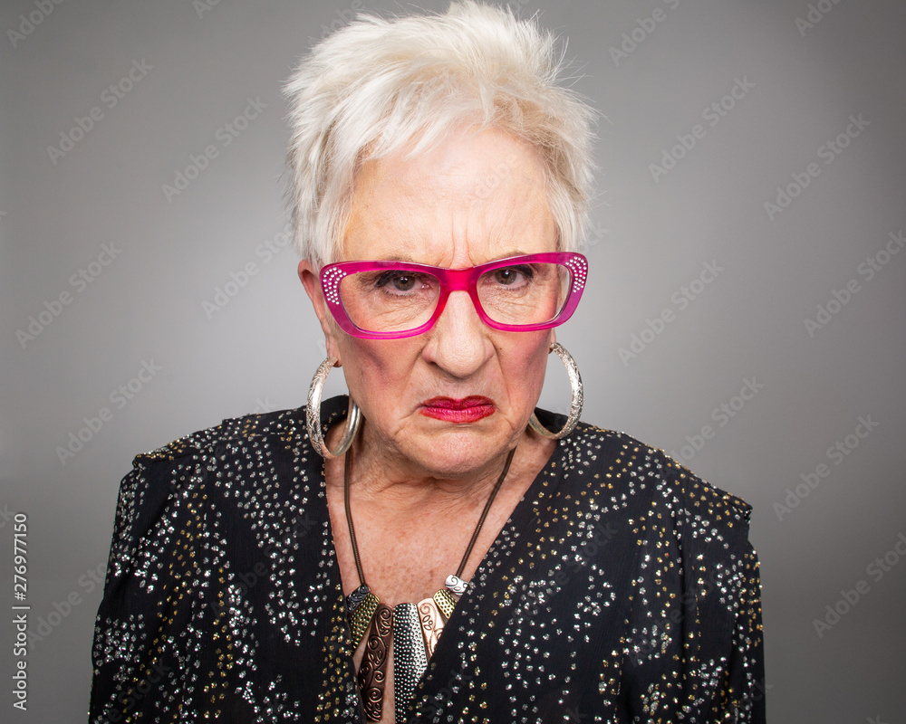 Angry Woman Senior scowl Stock-Foto | Adobe Stock