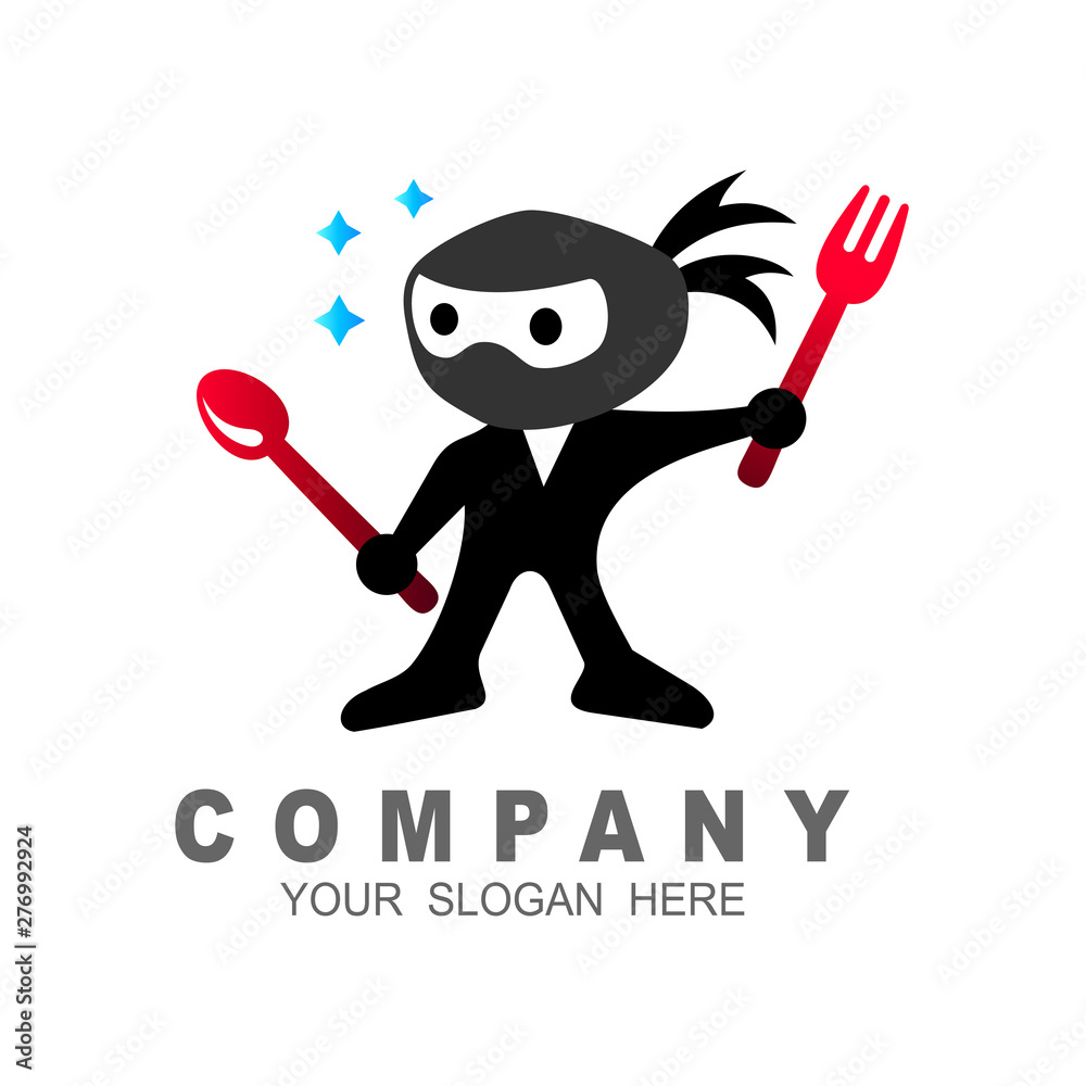 Restaurant logo with ninja and chef logo vector Stock Vector | Adobe Stock