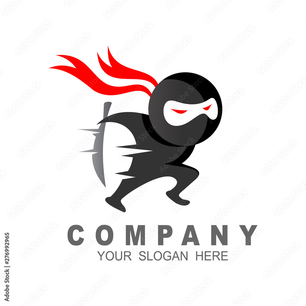 Cartoon ninja logo and business card Stock Vector | Adobe Stock