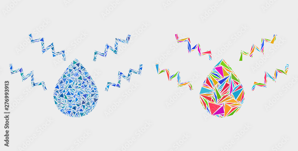 Acid drop mosaic icon of triangle elements which have variable sizes ...