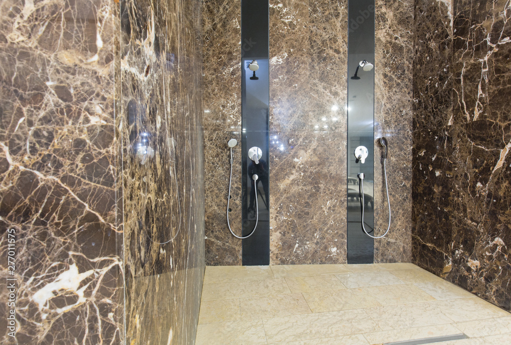 Interior of luxury shower room in hotel spa center Stock Photo | Adobe ...