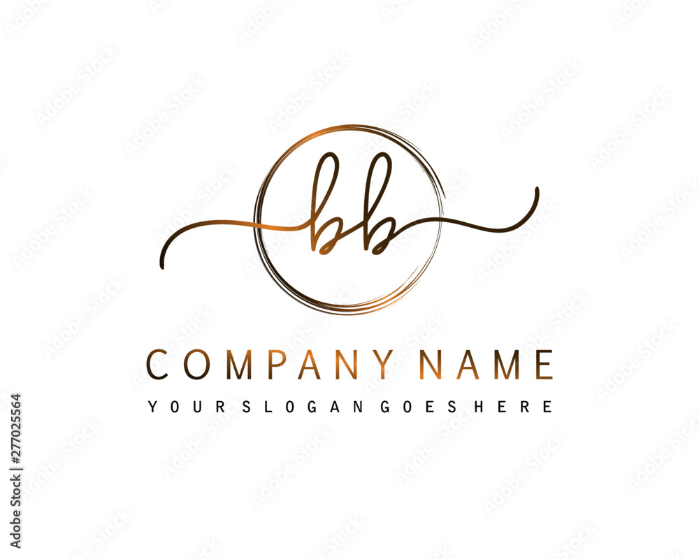 BB Initial handwriting logo with circle hand drawn template vector ...