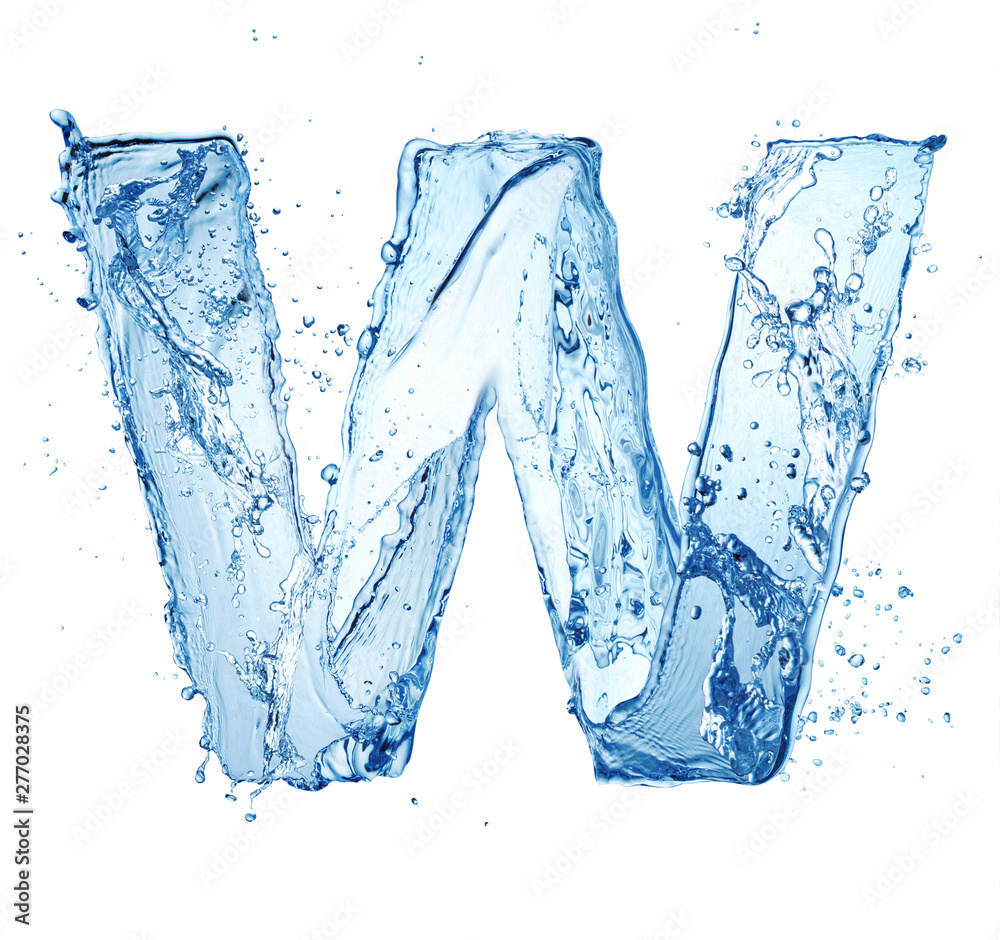 letter W made of water splash isolated on white background Stock ...