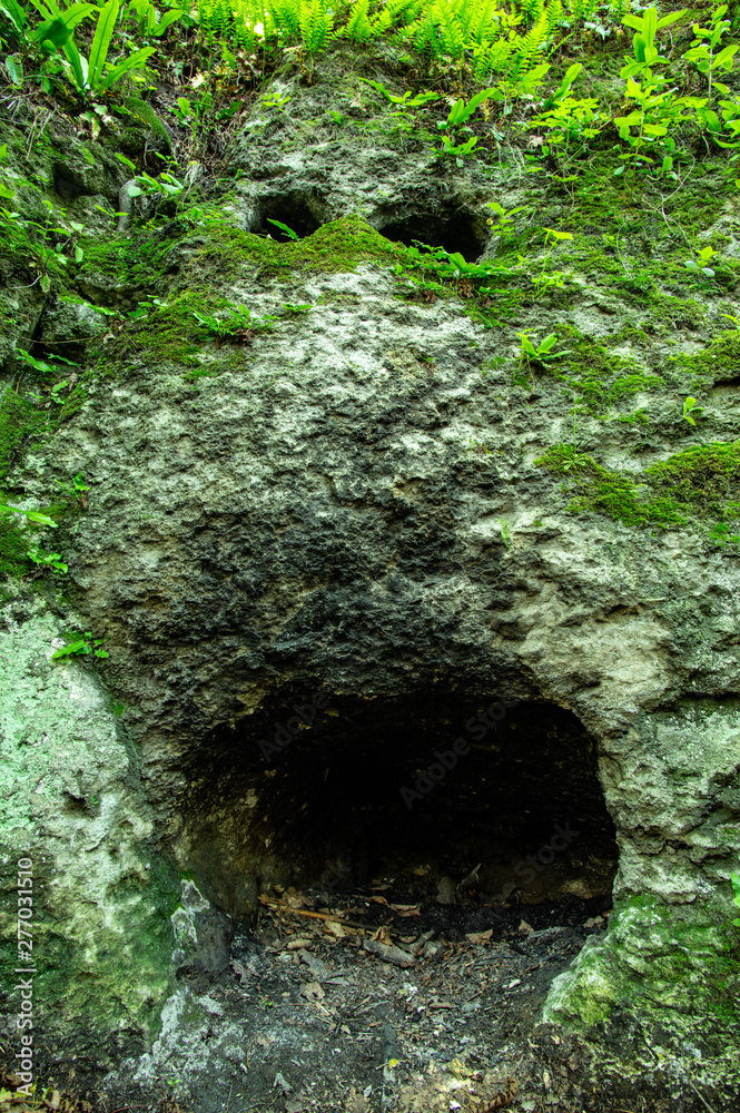 The entrance to the cave in the form of a human face Stock Photo ...