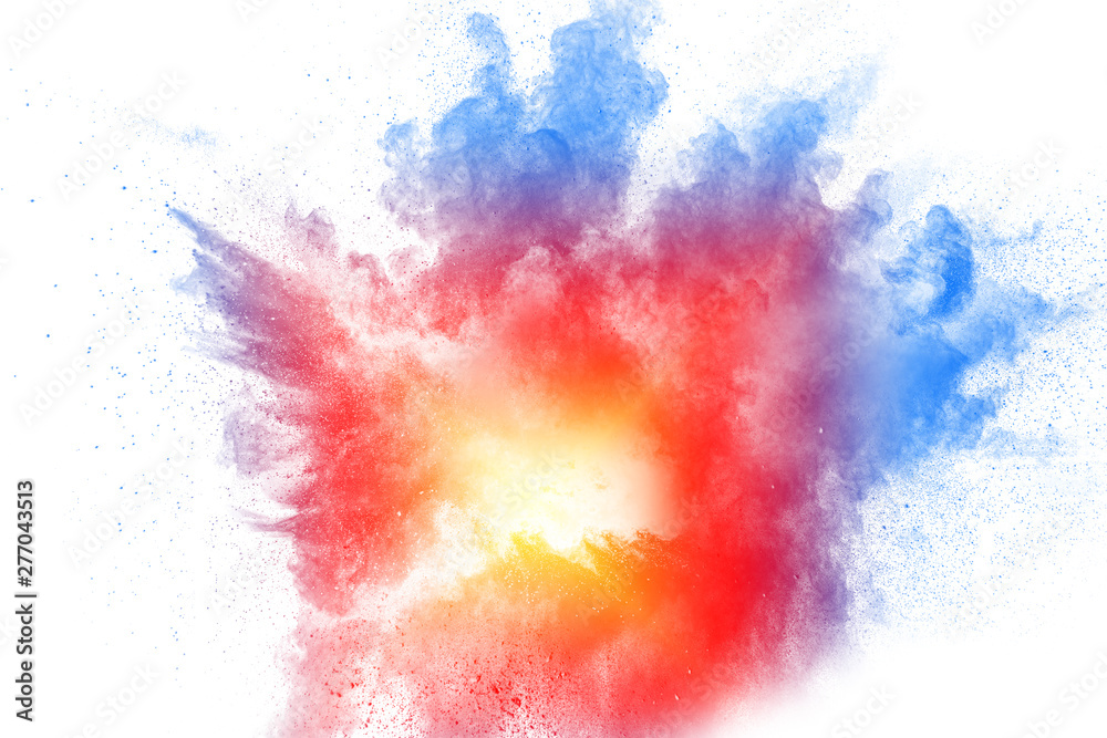 Colorful powder explosion on white background. Abstract pastel color ...
