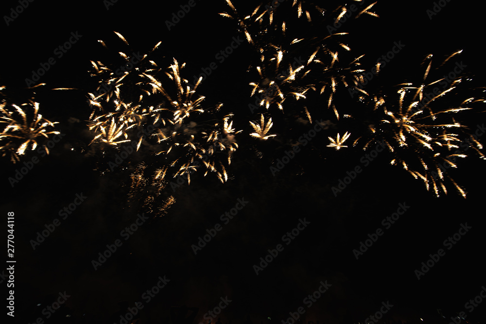 Real Fireworks footage 4k video on Deep Black Background Sky on ...