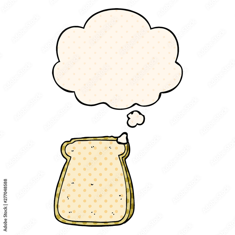 cartoon slice of bread and thought bubble in comic book style Stock ...
