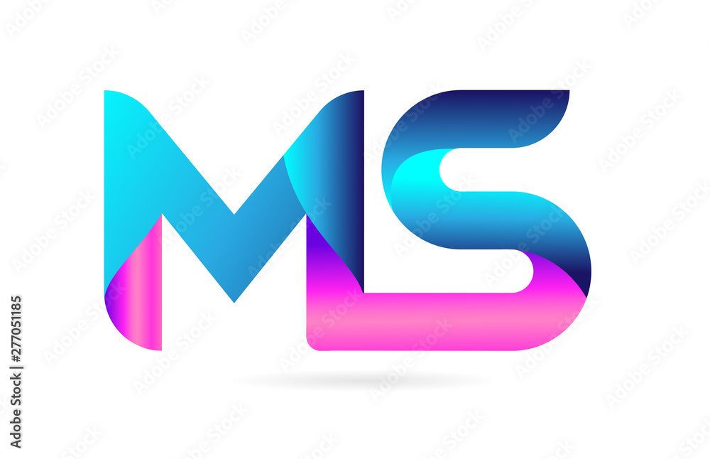 pink blue alphabet letter MS M S combination logo icon design Stock ...