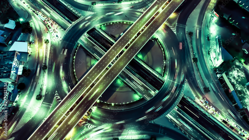 Modern transportation with Expressway, Road and Roundabout, multilevel ...