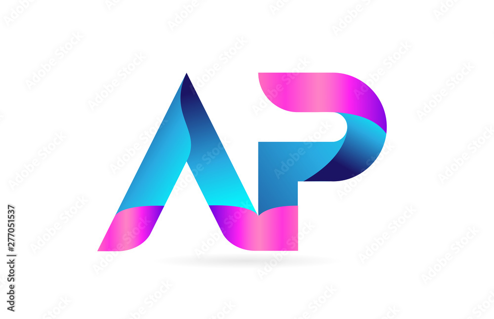 pink blue alphabet letter AP A P combination logo icon design Stock ...