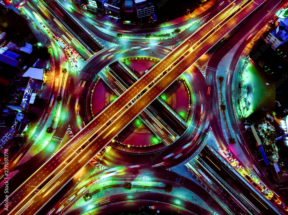 Modern transportation with Expressway, Road and Roundabout, multilevel ...