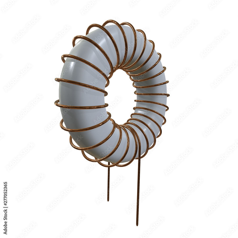 Toroidal Coil Inductor 3d Render Illustration Copper Wire Winding